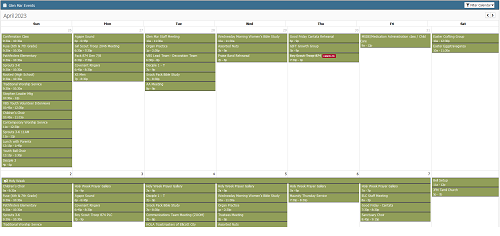 Internal Calendar – Glen Mar Church